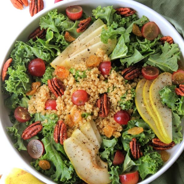 Pear Autumn Salad with Sweet Maple Vinaigrette (vegan) - The Happy and ...