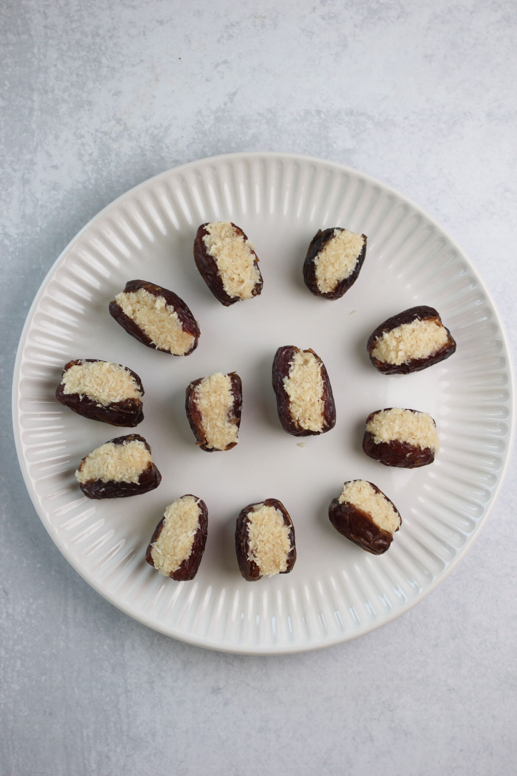 Coconut Cream Stuffed Dates Dipped in Chocolate
