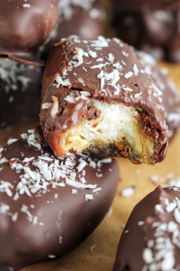 Coconut Cream Stuffed Dates Dipped in Chocolate