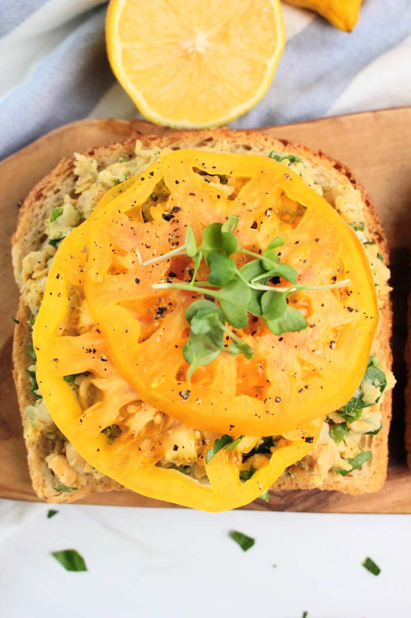 Chickpea Smash Toast with Fresh Herbs