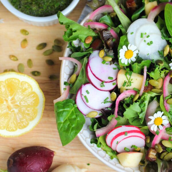 Spring Vegetable Salad With Fresh Mint Dressing - The Happy and ...