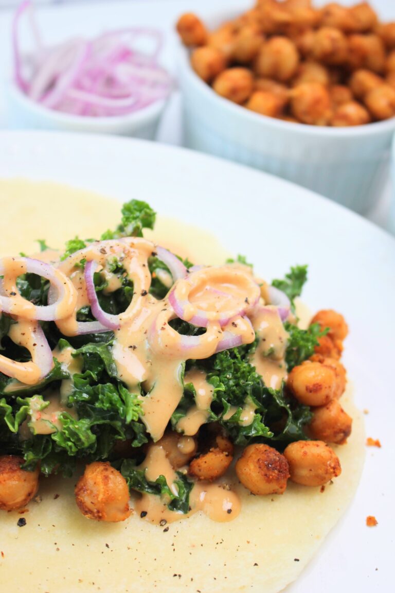 Plant-Based Chickpea and Kale Wraps with Tahini Sauce - The Happy and ...