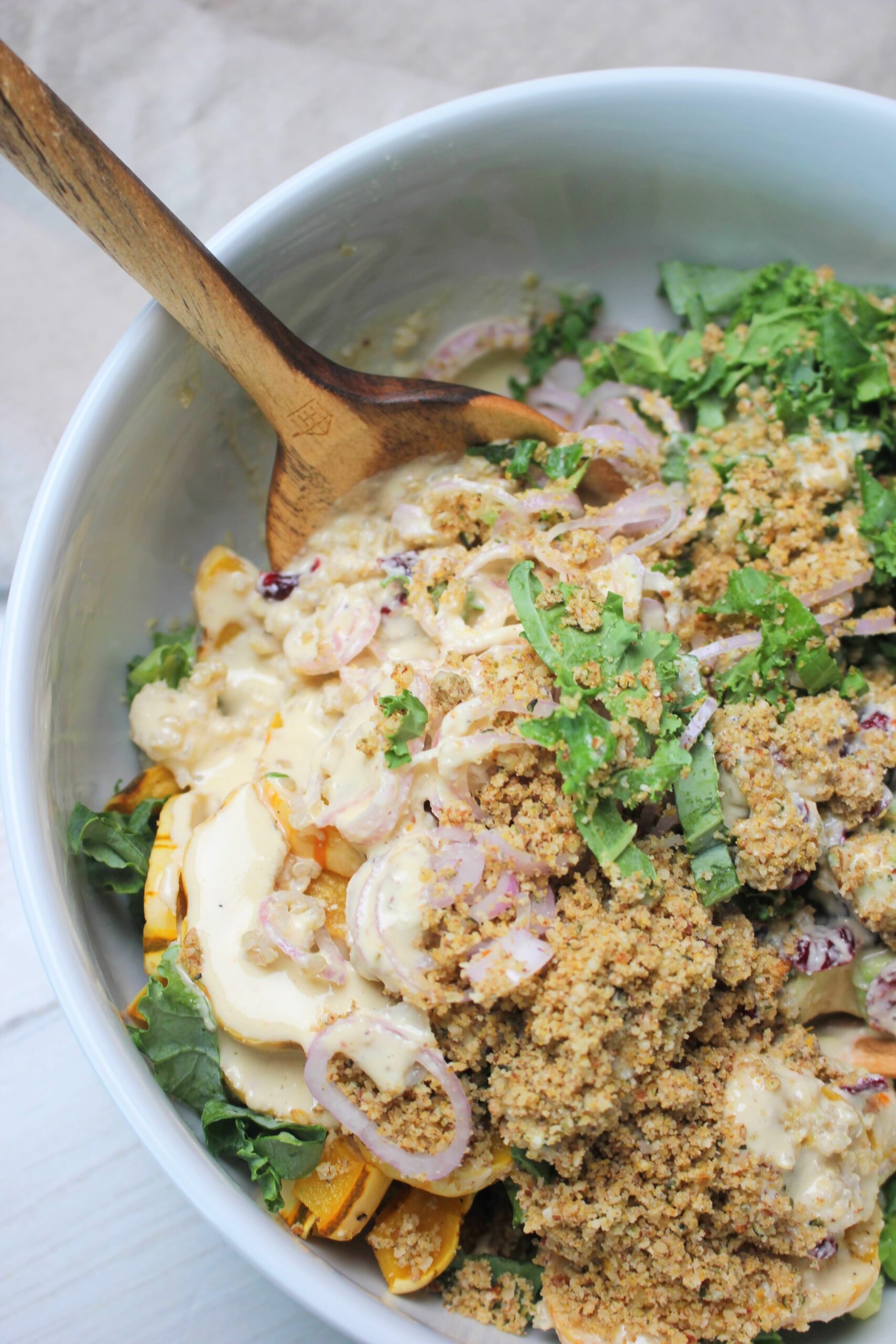 Vegan Thanksgiving Salad with Creamy Lemon Dressing - The Happy and ...