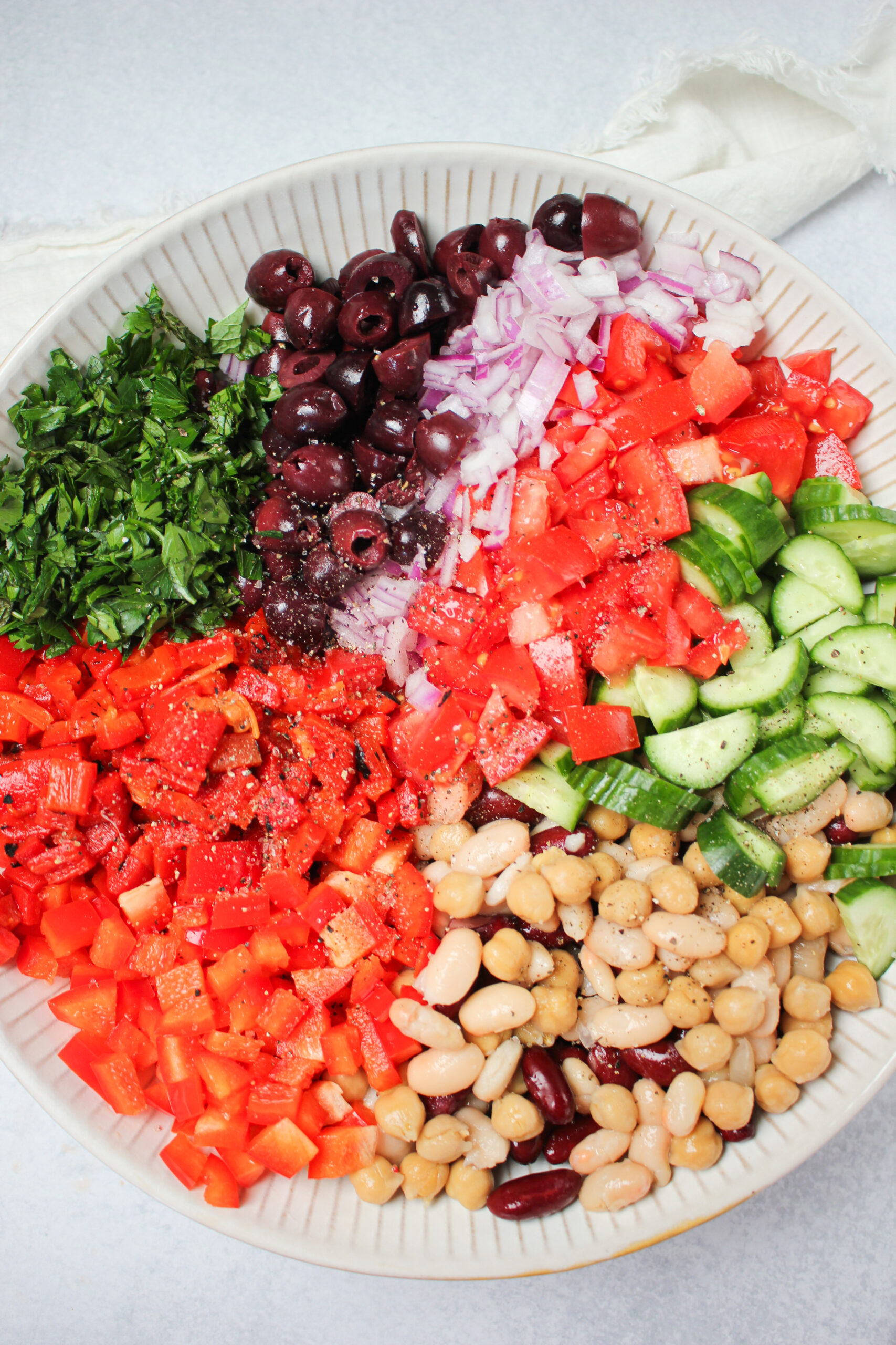 Easy Vegan Three Bean Mediterranean Salad - The Happy and Wholesome Mommy