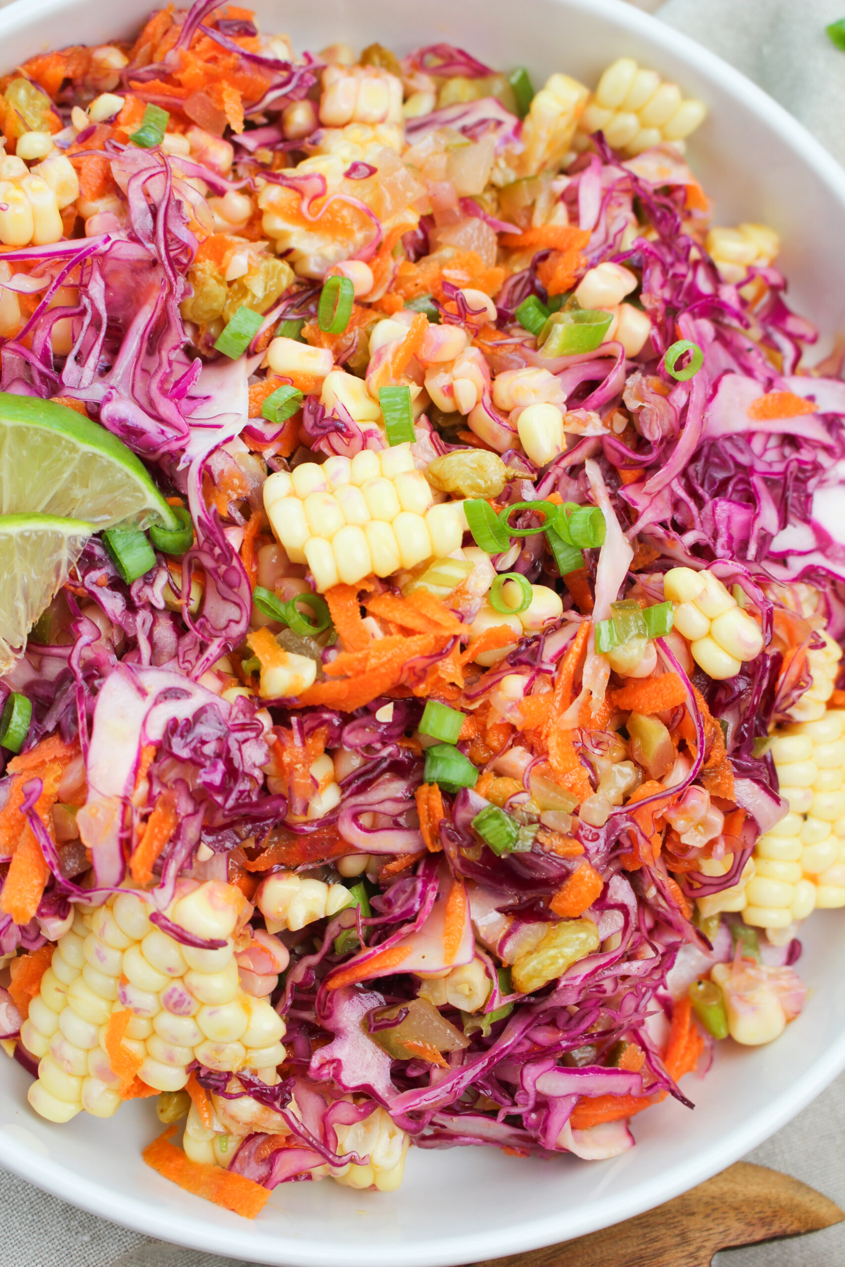 Red Cabbage and Sweet Corn Slaw (vegan)